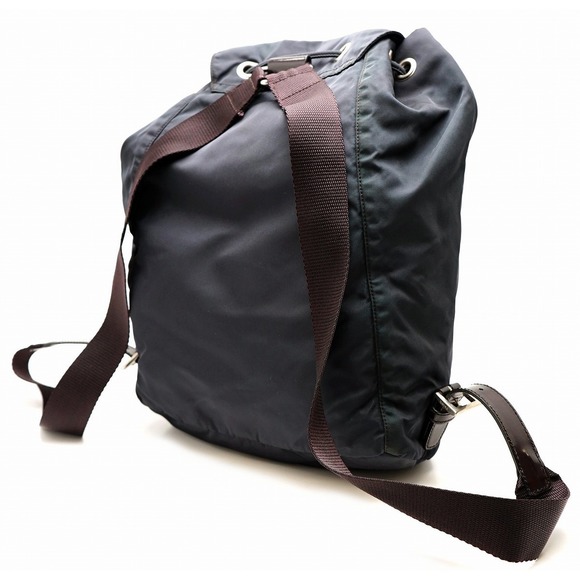 Prada | Bags | Prada Shoulder Rucksack Leather Dark Purple Nylon Bag ...